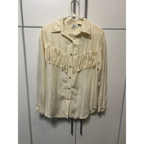 Fiji Sport | Tops | Fiji Sport Vintage Western Fringe Button Down Shirt ...